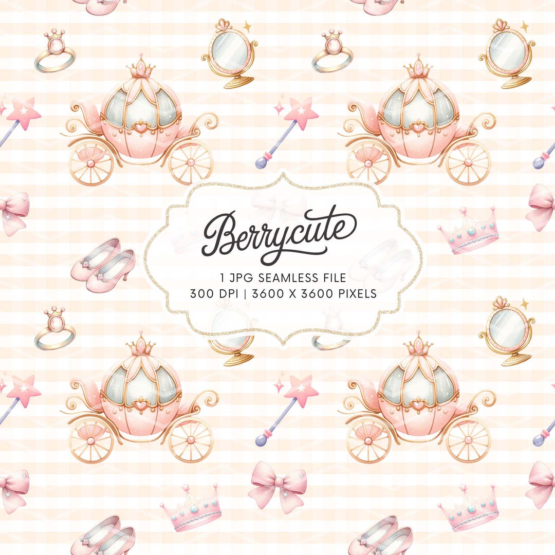 Princess Carriage Seamless Pattern, Fairytale Princess Seamless ...