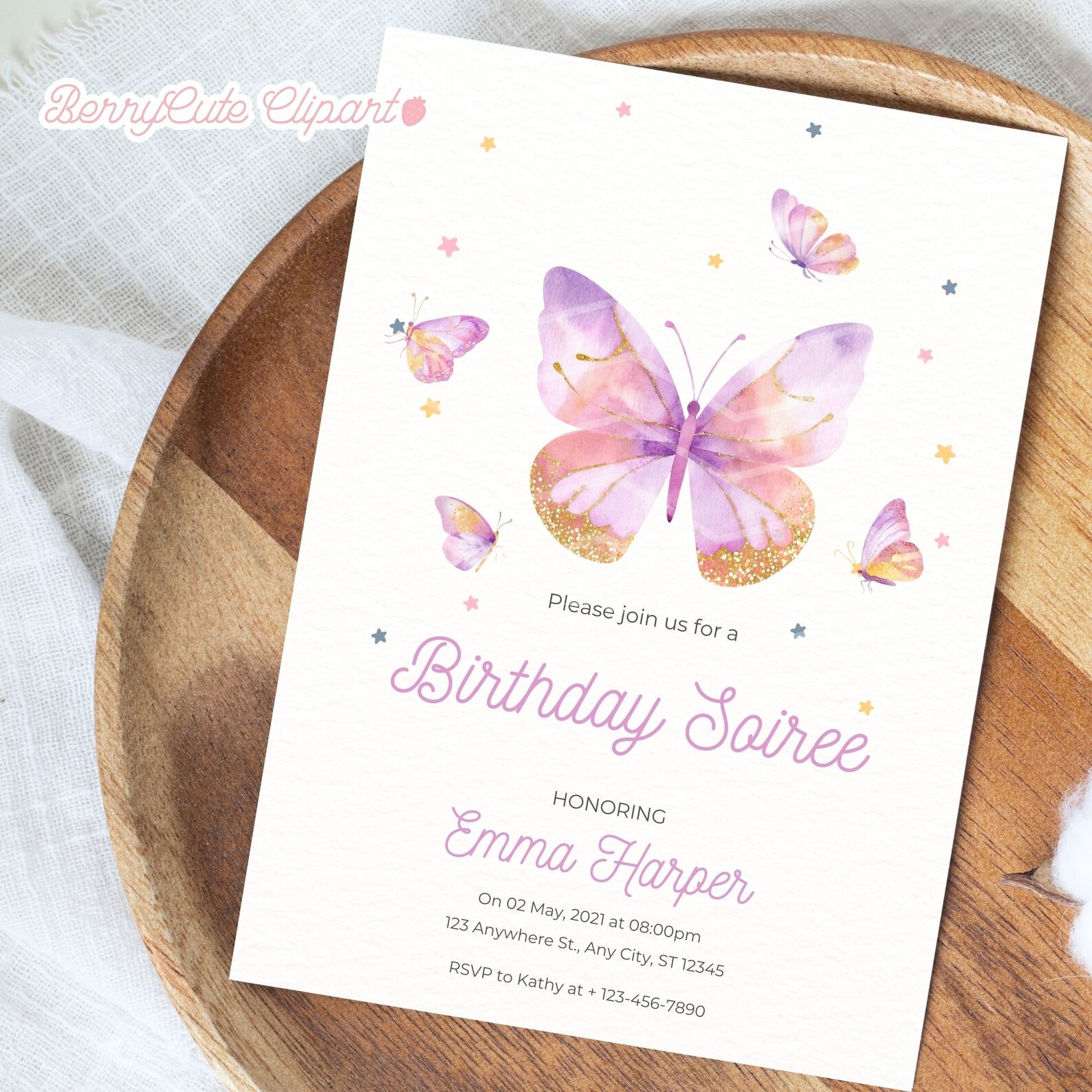 Purple Pink Butterfly Clipart Pack, Purple Butterflies Clip Art ...