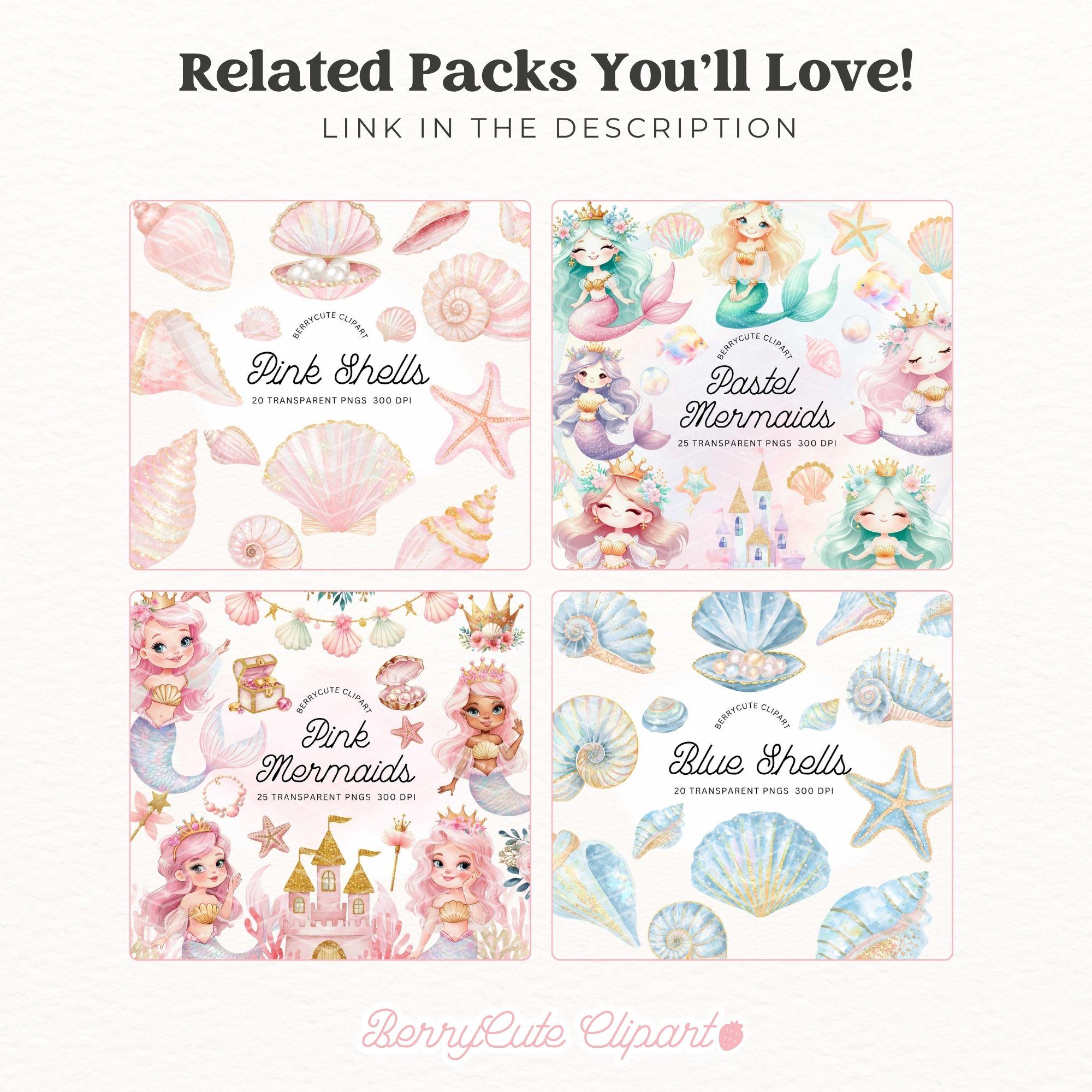 Gold Seashell Clipart Pack, Iridescent Beige Mermaid Shells Png ...