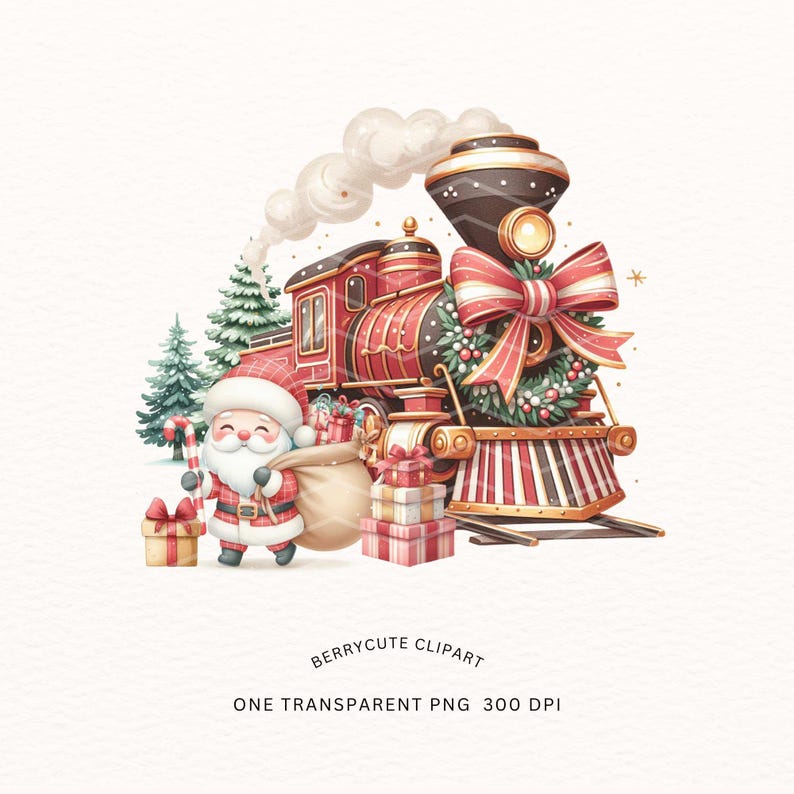 Polar Express Clipart, Christmas Train Clipart, Red Train PNG ...