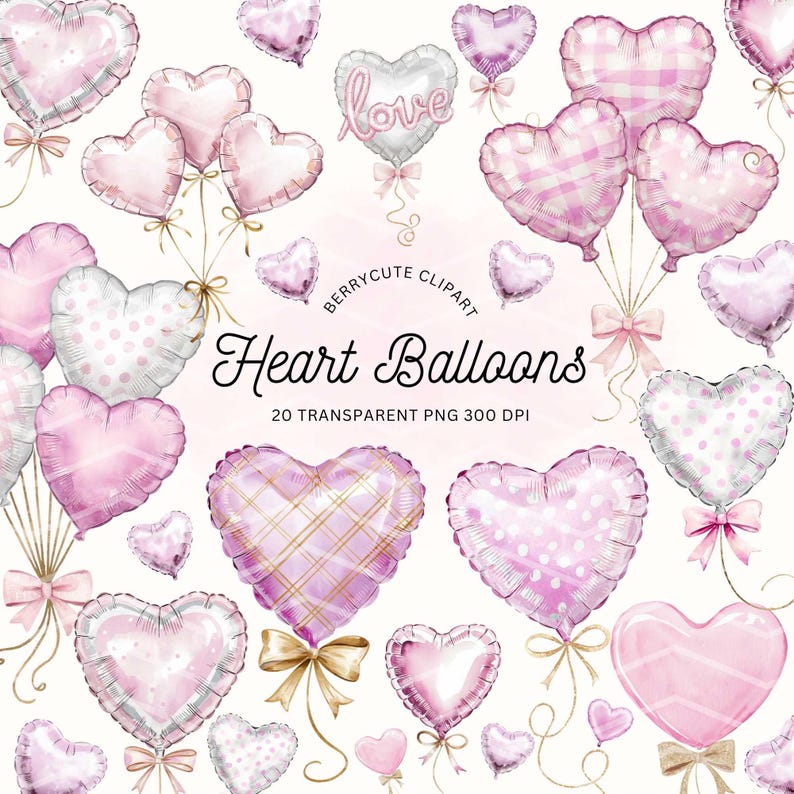 Heart Balloon Clipart: Purple Heart Balloons PNG, Cute Valentine ...