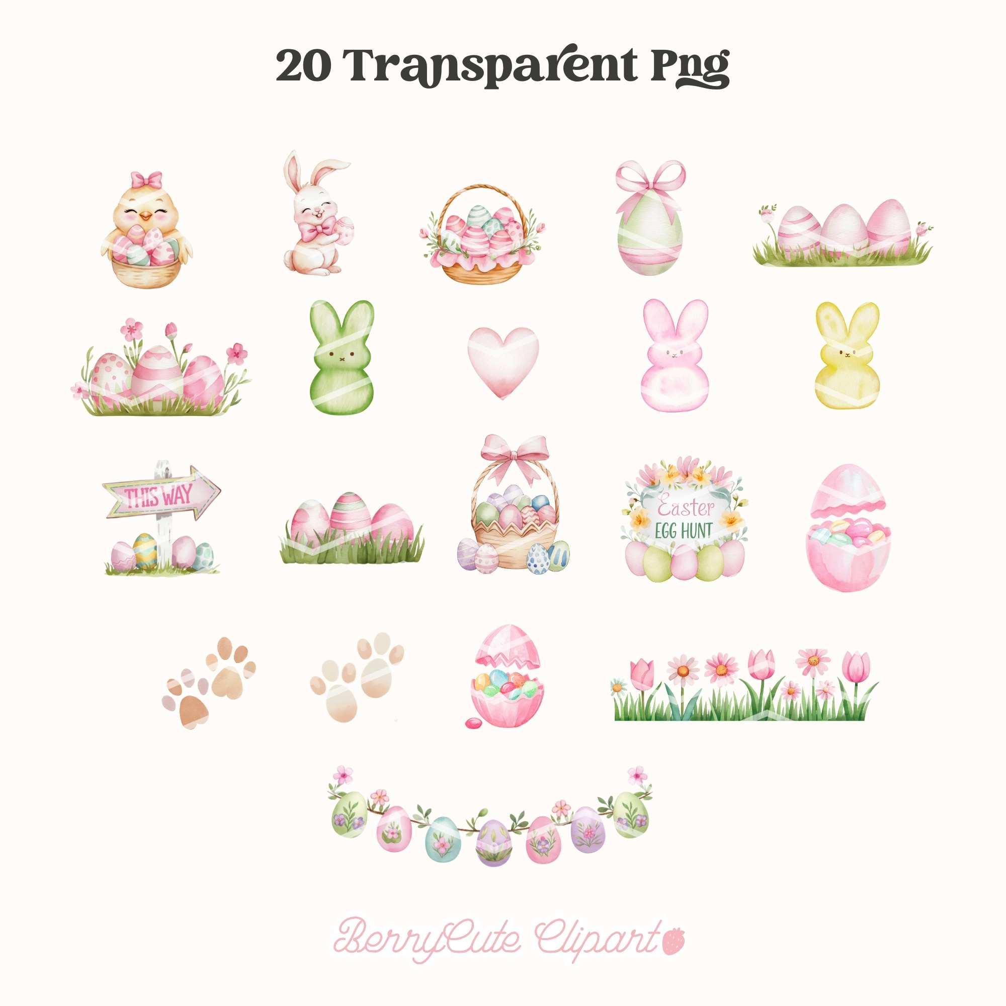 Easter Egg Hunt Clipart Pack, Egg Hunt Png, Cute Bunny PNG, Pastel Eggs ...