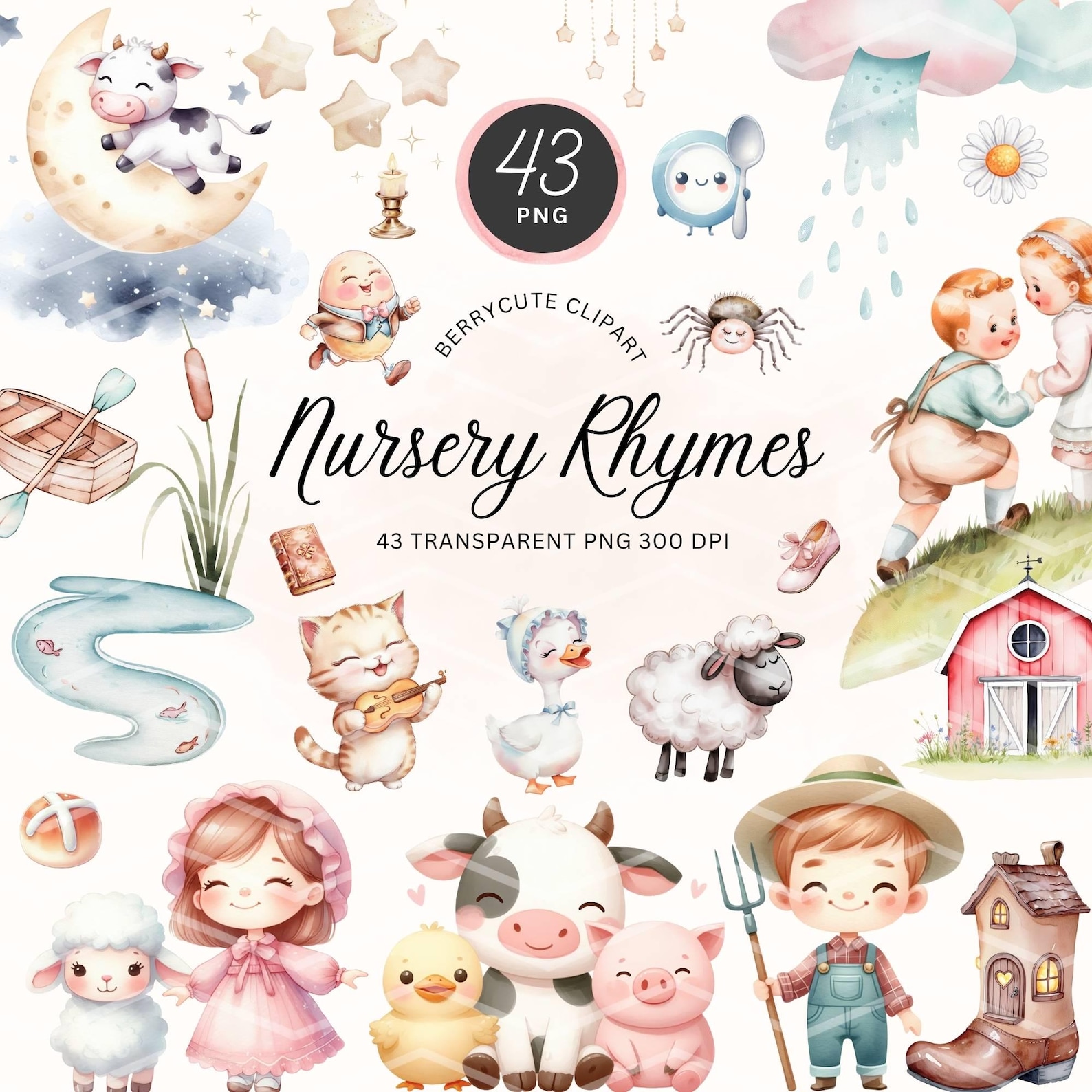 Mother Goose Clipart, Nursery Rhyme Clipart Bundle, Humpty Dumpty ...