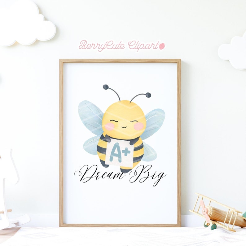 Cute Bee Clipart, Back to School Clipart, Honey Bee PNG, Teacher ...