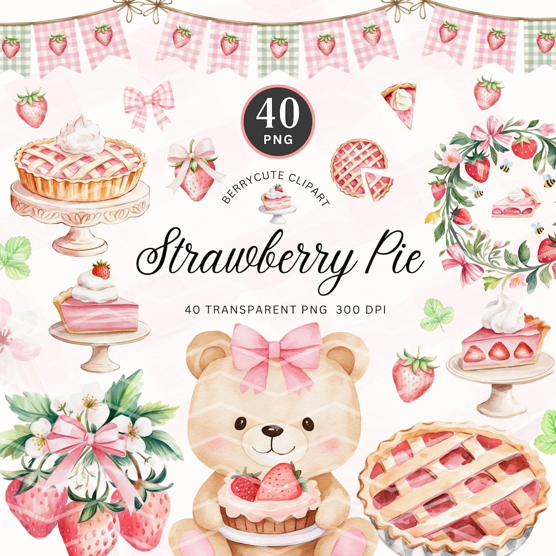Strawberry Pie Clipart, Little Cutie Pie Clipart, Strawberry Png, Kids ...