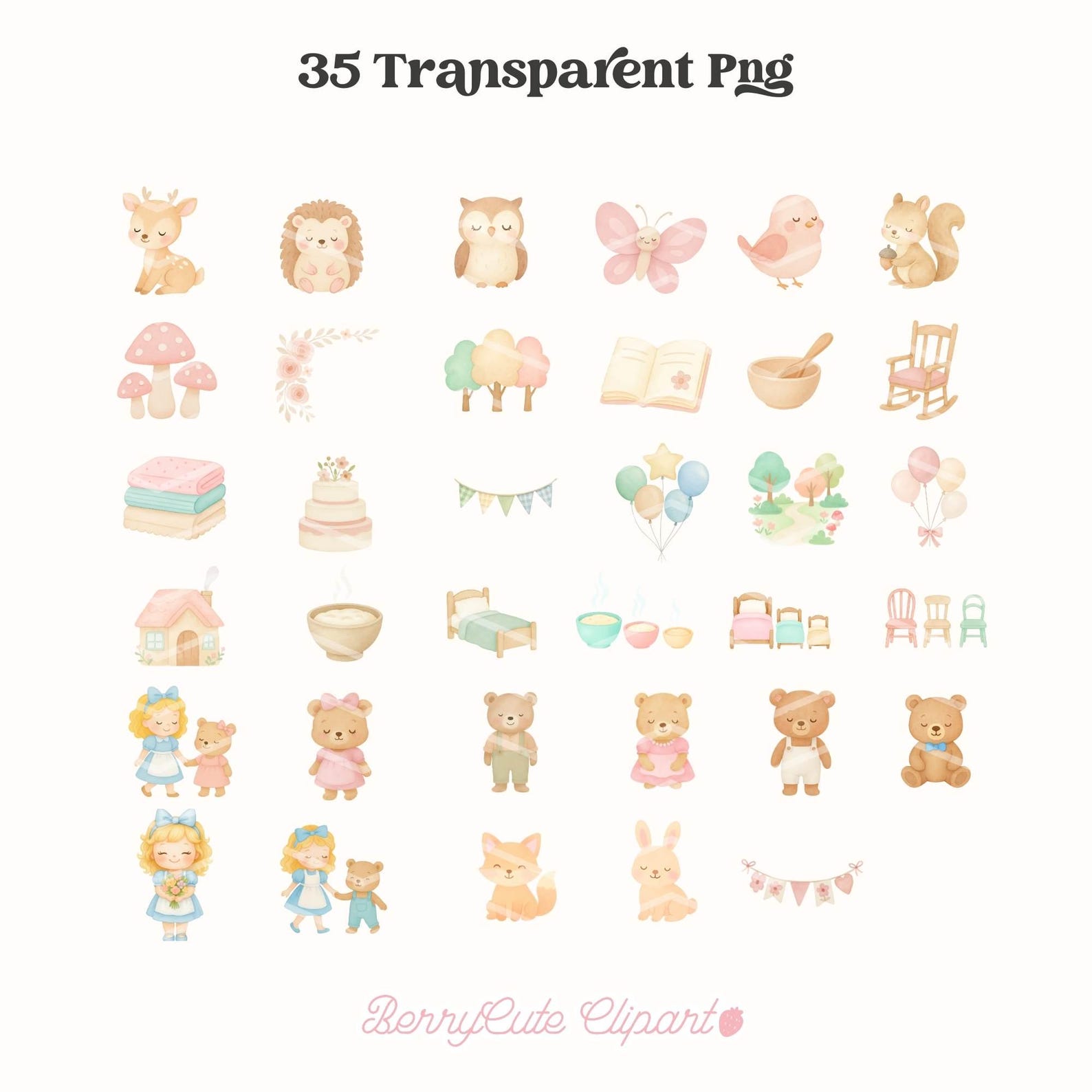 Goldilocks Clipart Set, Fairy Tale Clipart, Goldilocks and Friends Art ...