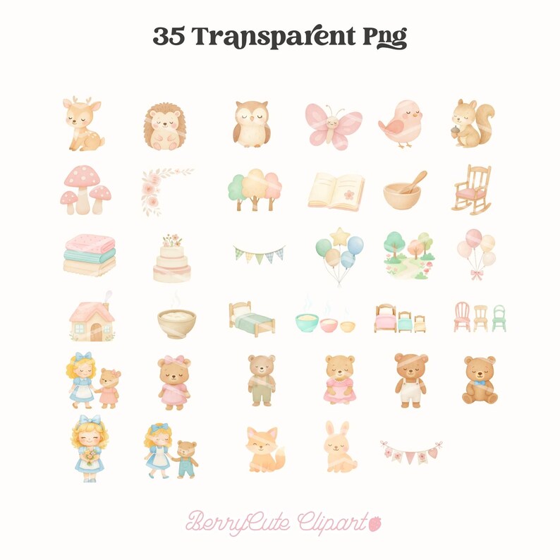 Goldilocks Clipart Set, Fairy Tale Clipart, Goldilocks and Friends Art ...