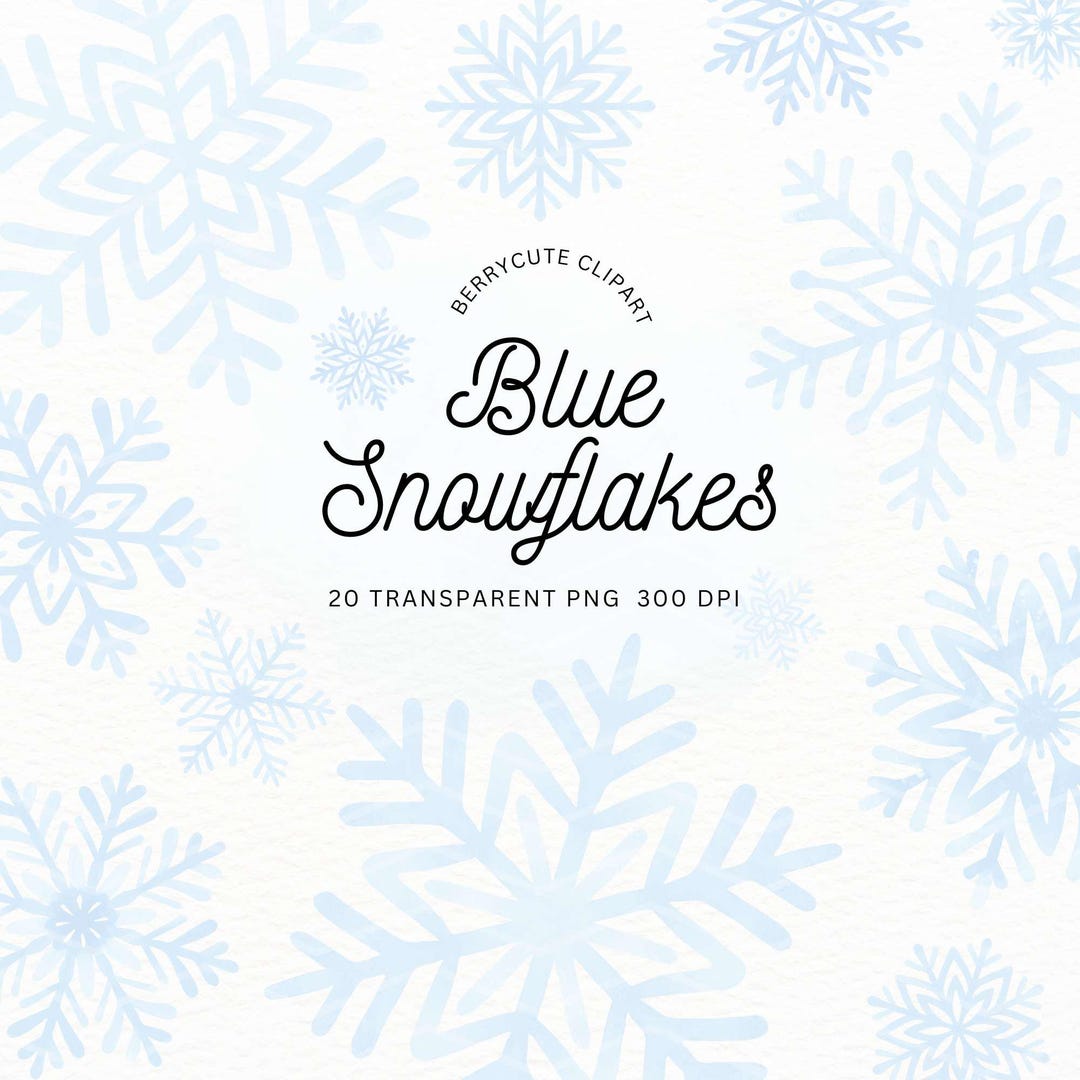 Watercolor Snowflake Clipart Pack, Blue Snowflake Clipart, Watercolor ...