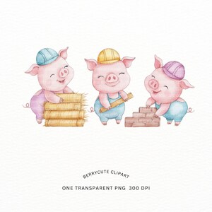 Three Little Pigs Clipart, Fairy Tale Pigs PNG, Pig Sublimation, Farm ...