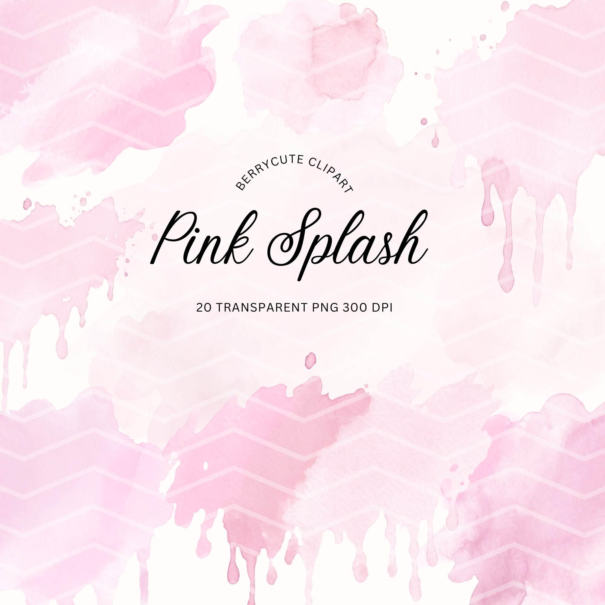 Watercolor Splash Clipart Pack, Pink Watercolor Splatter Png, Paint ...