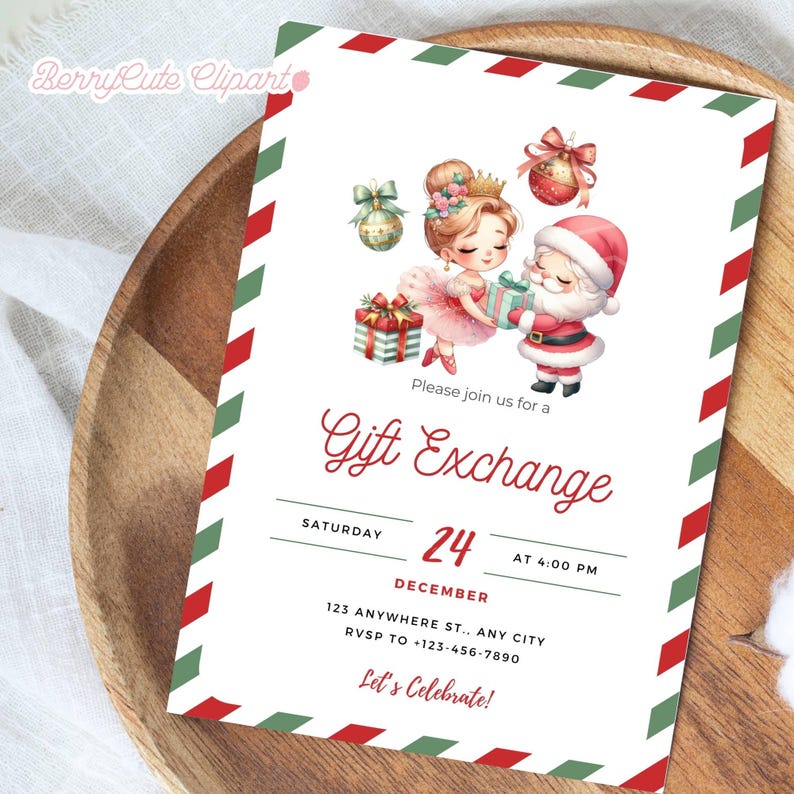 Secret Santa Clipart, Santa & Princess Clipart, Christmas Ballerina ...