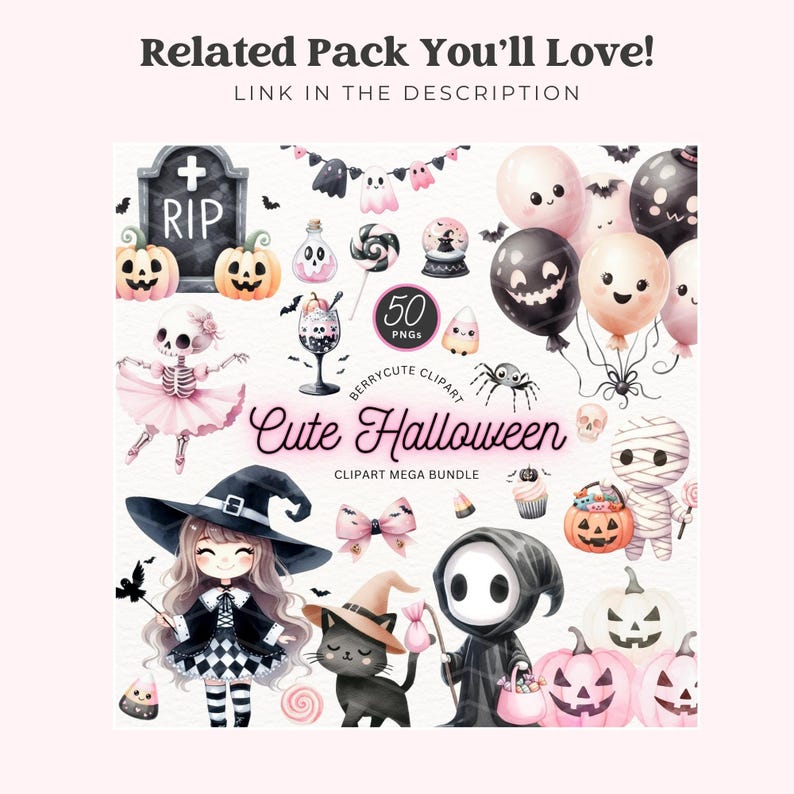 Watercolor Cute Halloween Clipart Pack, Trick or Treat Clipart ...