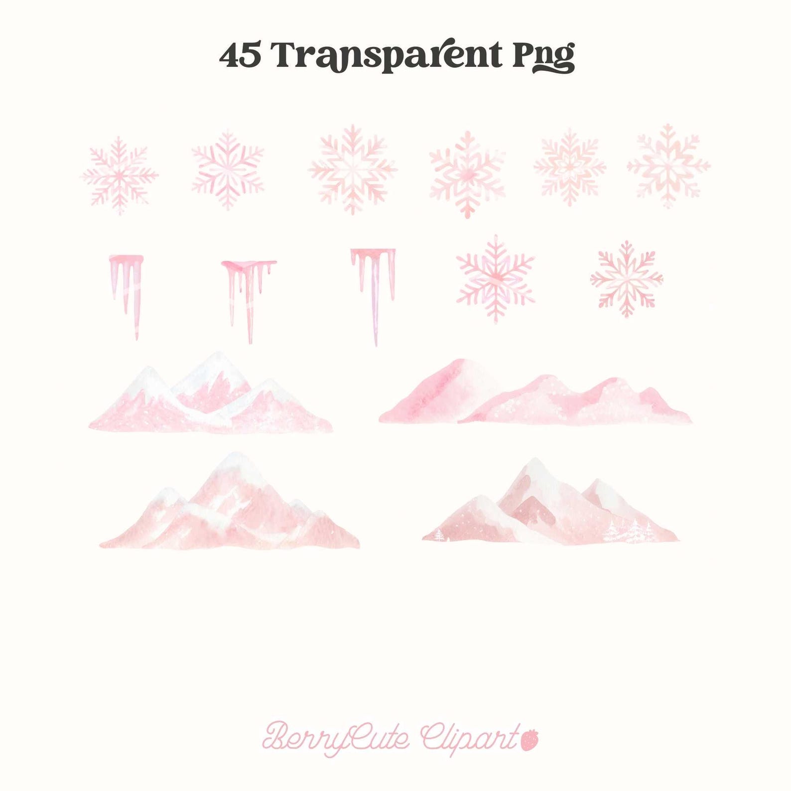 Pink Winter Wonderland Clipart Bundle, Pink Christmas Clipart, Winter ...