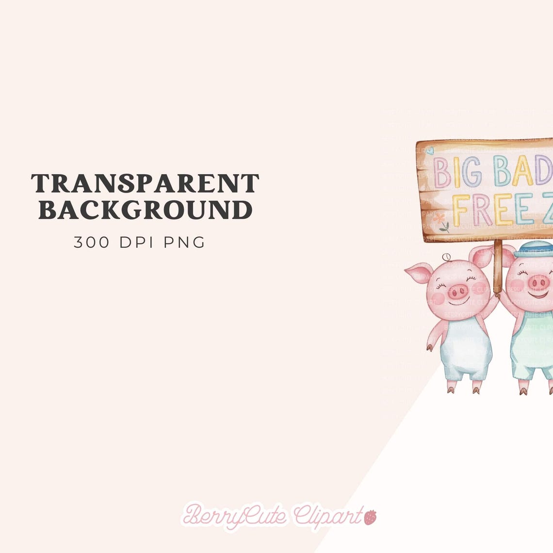 Three Little Pigs Clipart, Fairy Tale Pigs PNG, Pig Sublimation, Farm ...