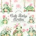 Baby Turtle With Flowers Clipart Pack, Cute Baby Turtle, Pond Life ...