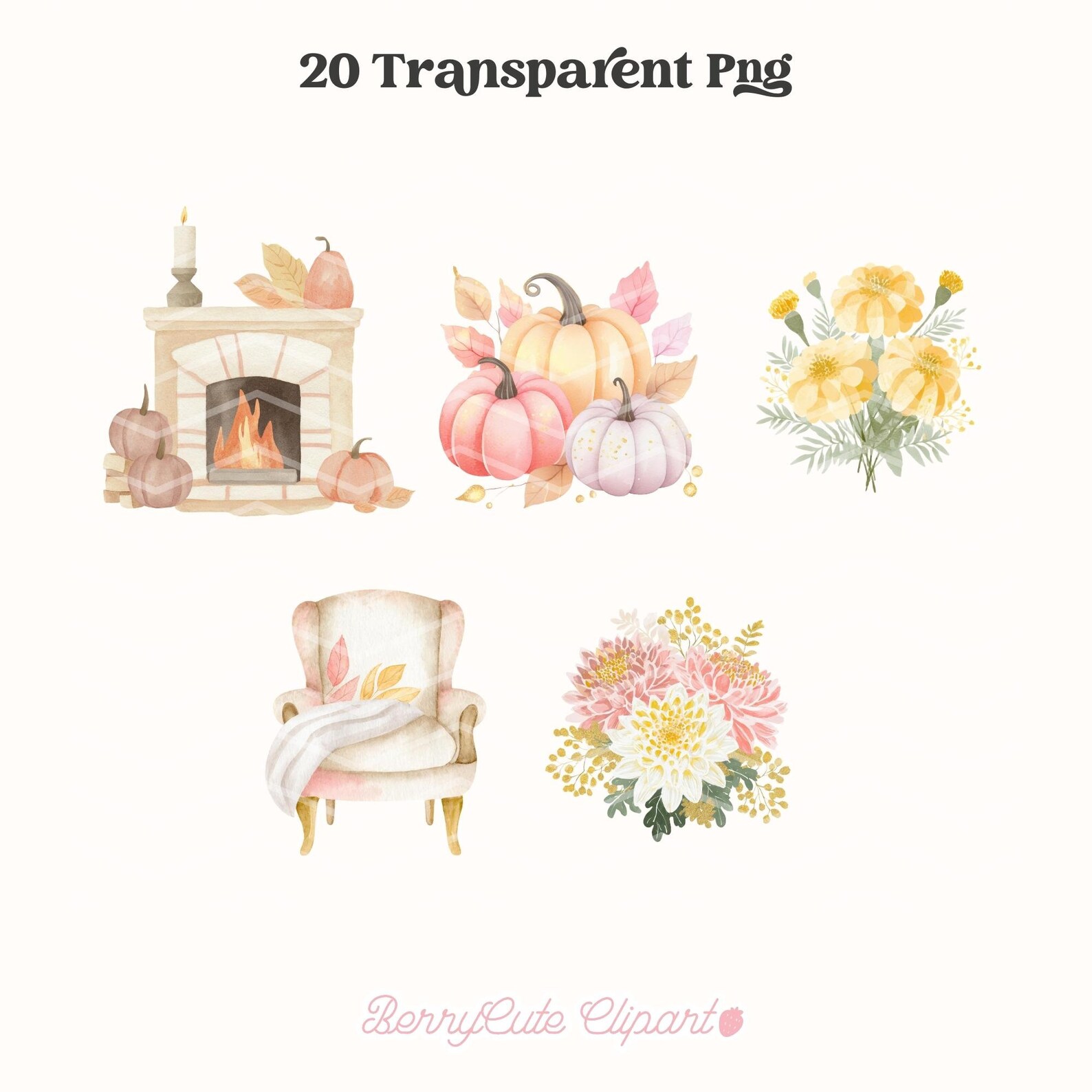 Fall Clipart Pack, Autumn Clipart Set, Cozy Autumn, Thanksgiving ...