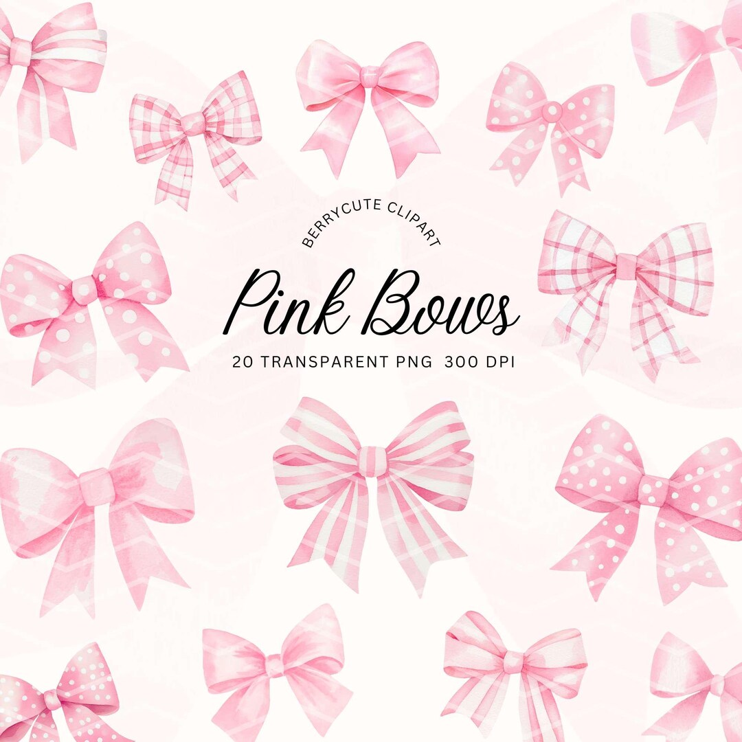 Pink Bow Clipart Pack, Pink Coquette Png, Cute Bow Clipart, Coquette ...