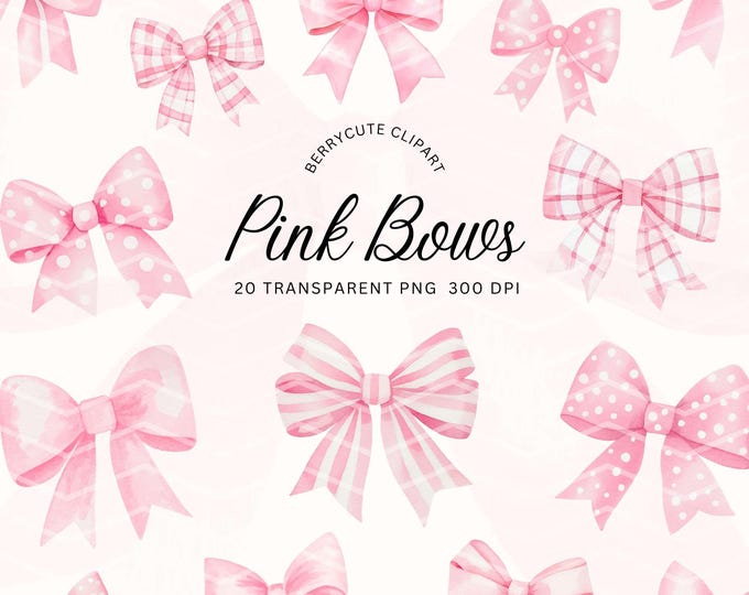 Pink Coquette Bows PNG Clipart Set Coquette Bow Digital Download ...