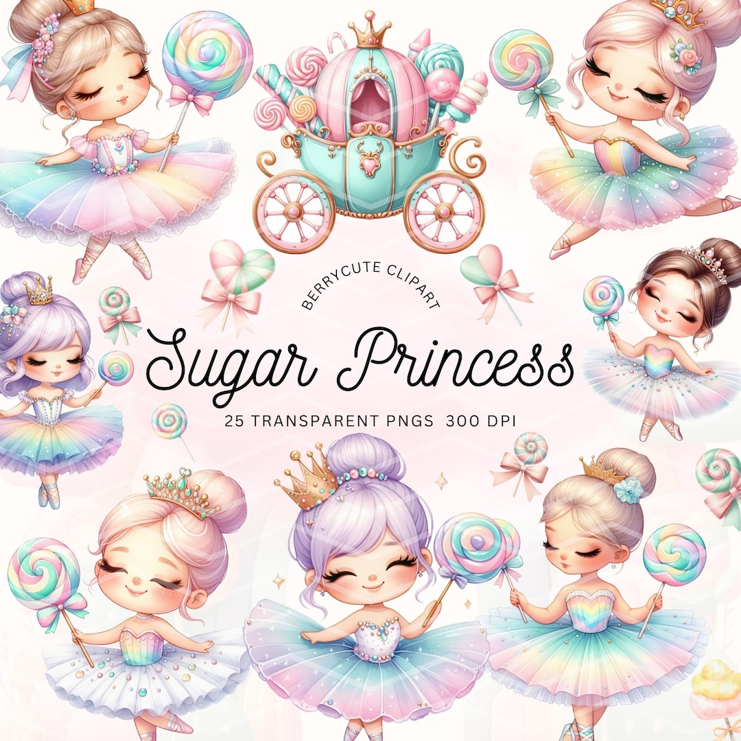 Candy Princess Clipart Pack, Little Princess Clipart, Princess Carriage ...