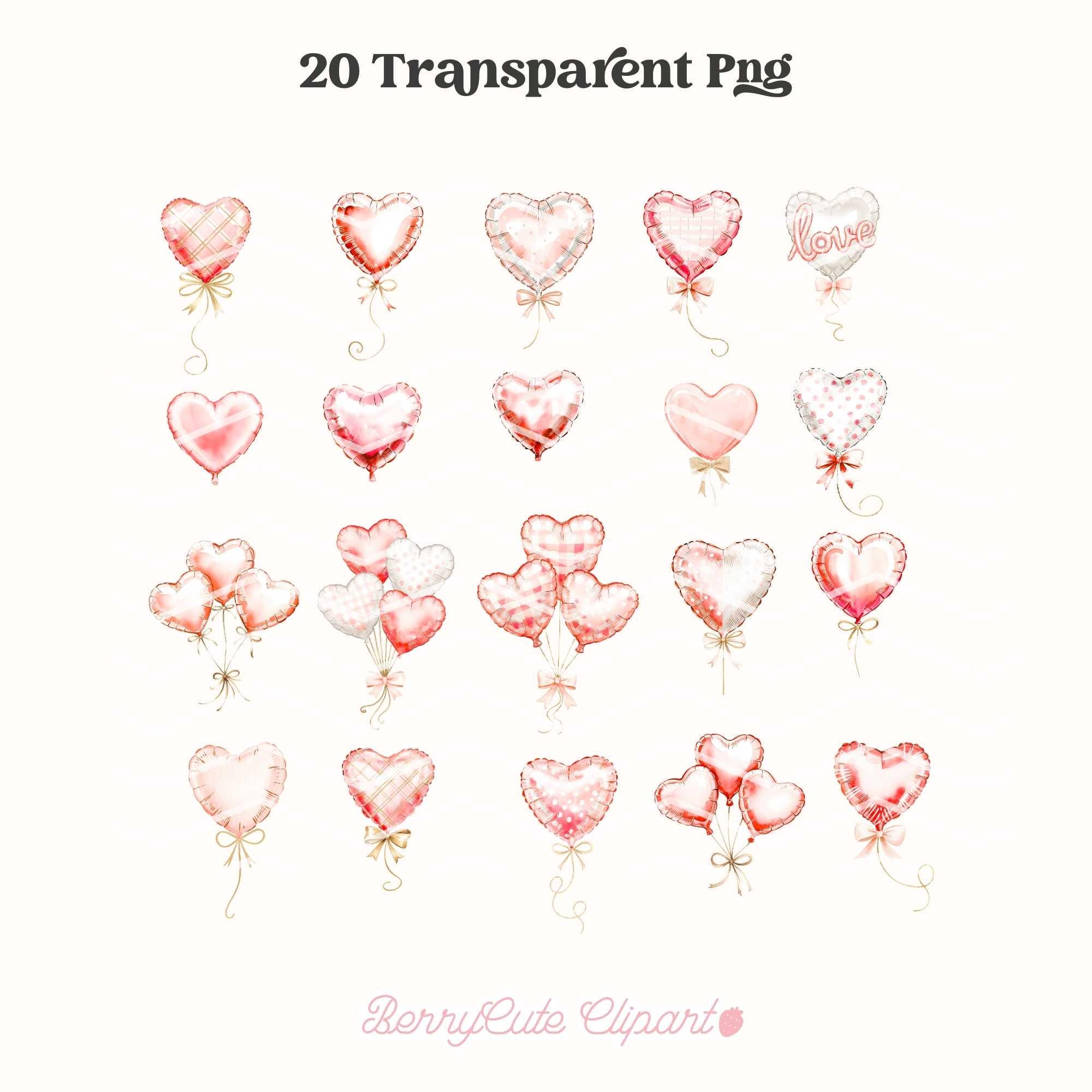 Heart Balloon Clipart: Red Heart Balloons PNG, Cute Valentine Graphics ...
