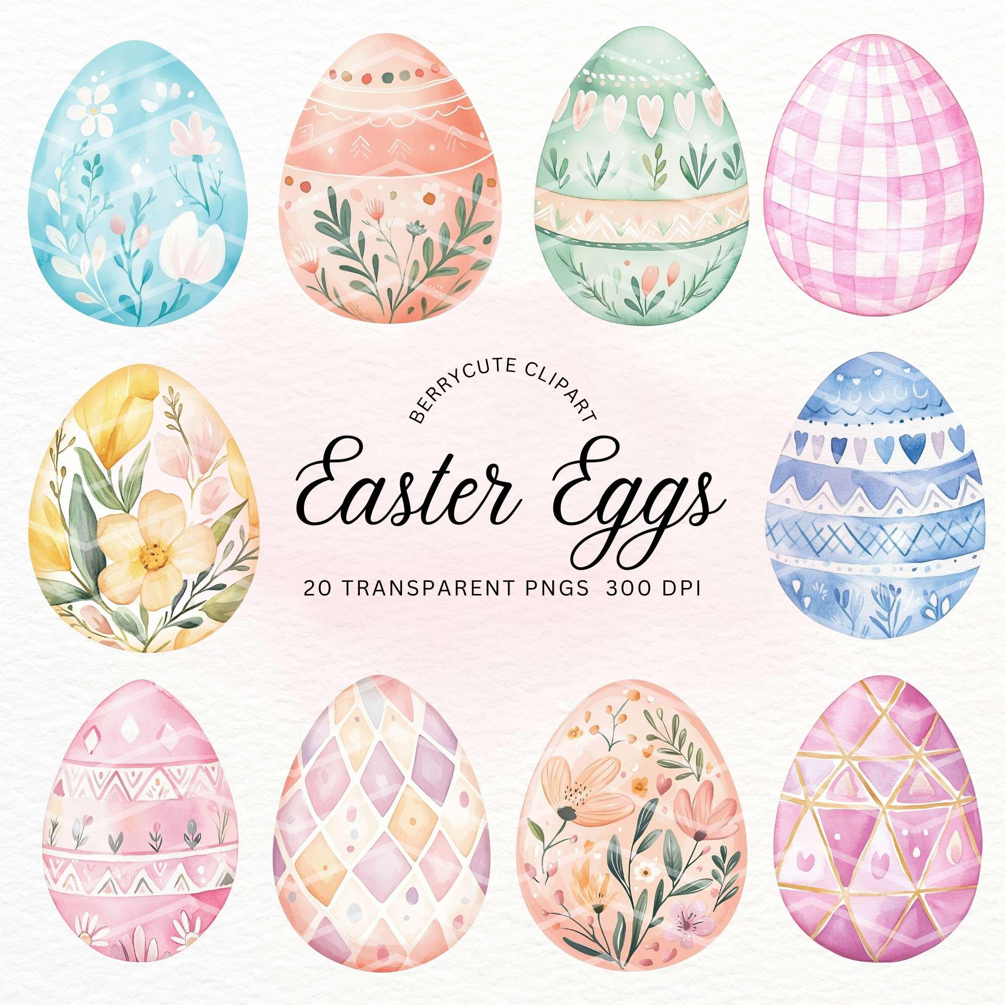 Easter Egg Clipart Pack, Egg Hunt Png, Spring Clipart, Watercolor Eggs ...