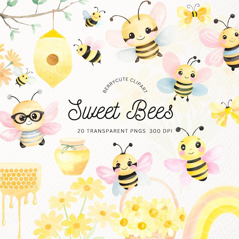 Bee Watercolor - Etsy