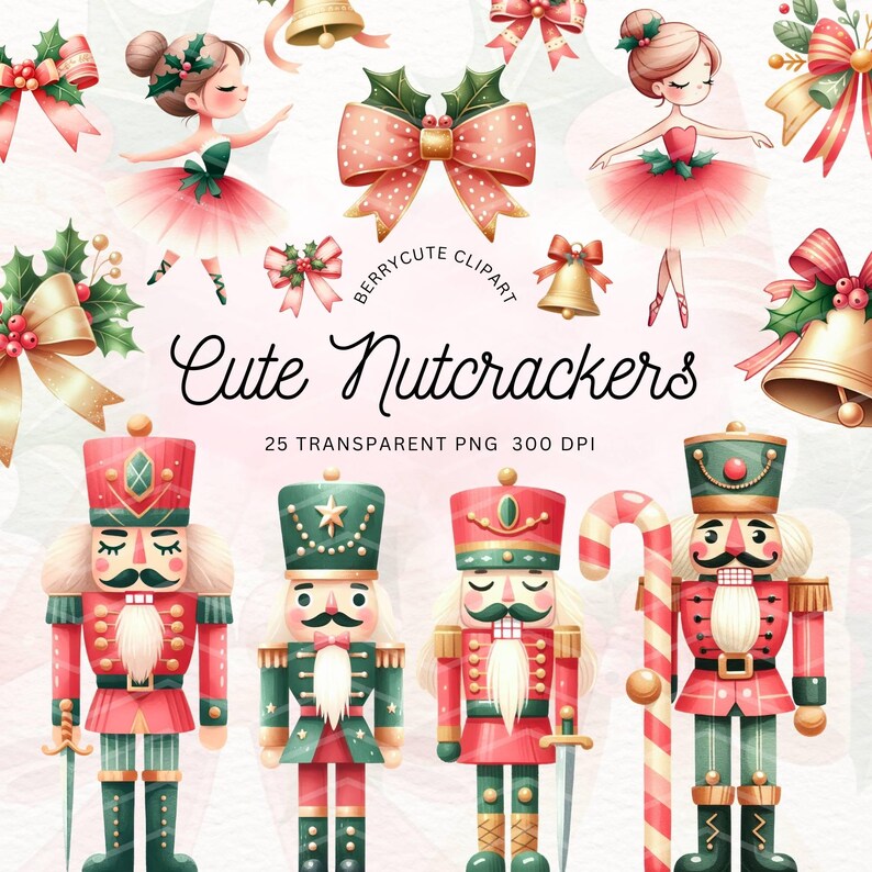 Nutcracker Ballet Clipart Pack, Watercolor Nutcracker Clipart, Cute ...