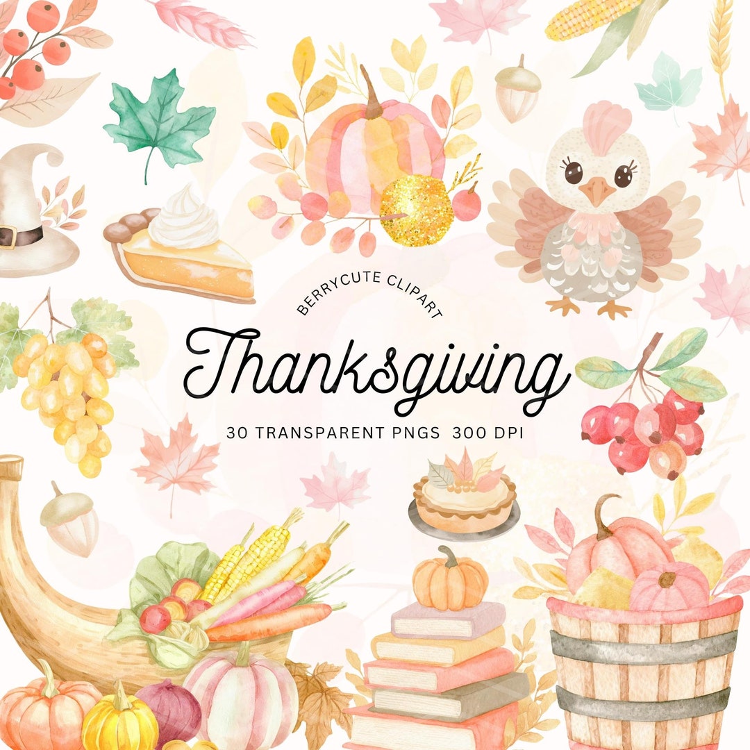 Thanksgiving Day Clipart Pack, Autumn Fall Clipart Thanksgiving Set ...