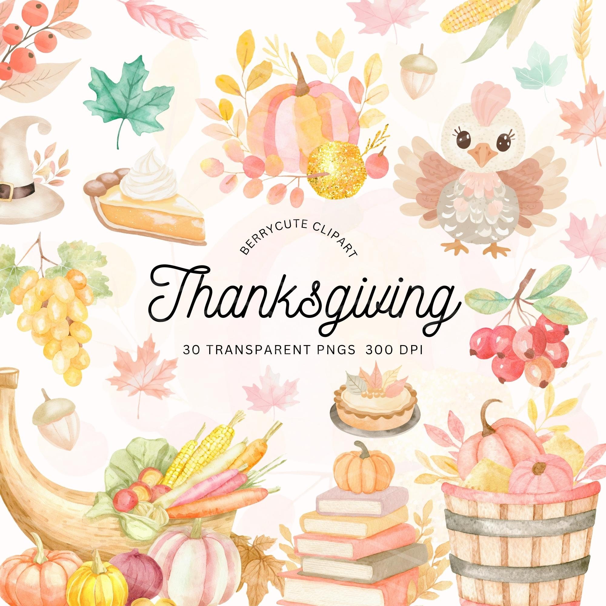 Thanksgiving Day Clipart Pack, Autumn Fall Clipart Thanksgiving Set ...