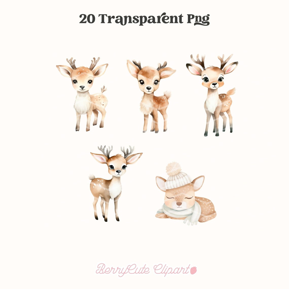 Winter Deer Clipart Pack, Deer Clipart, White Winter, Winter Wonderland ...