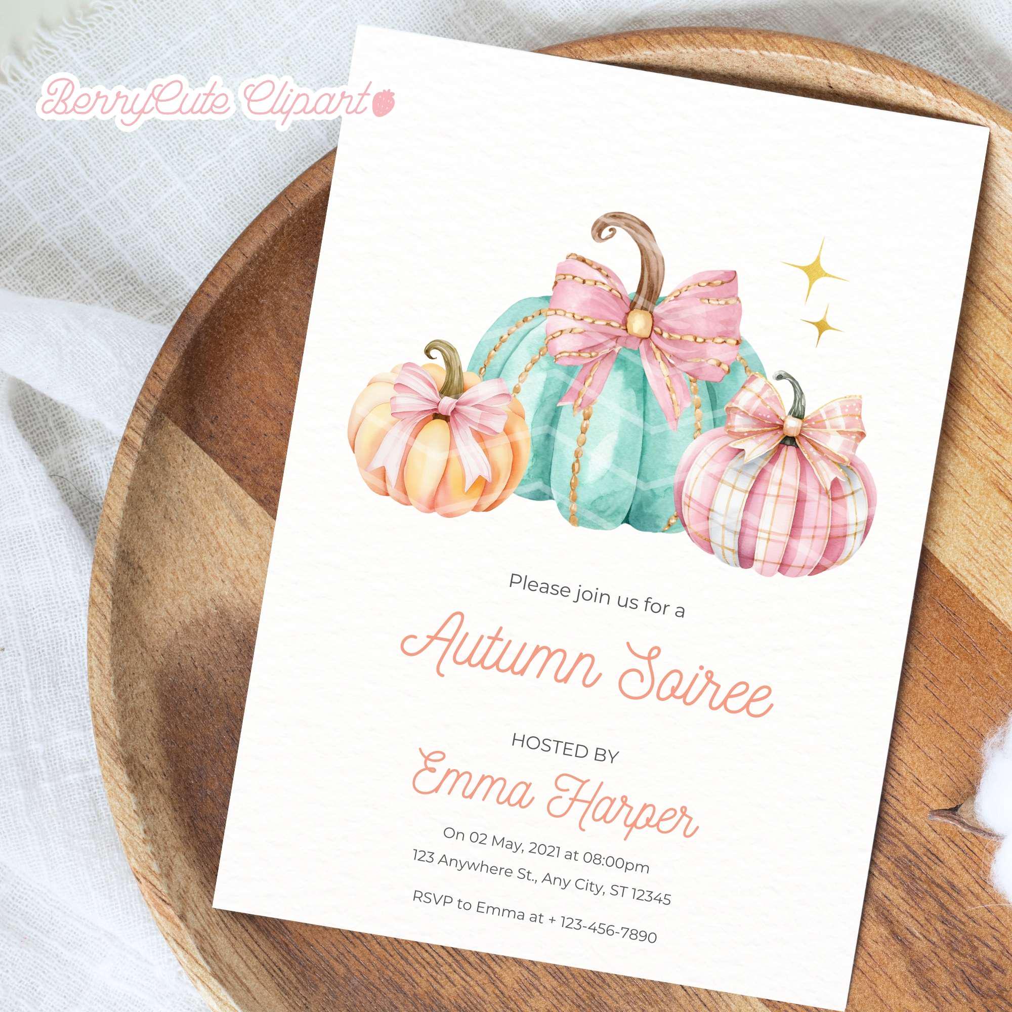 Coquette Pumpkin Clipart Pack, Coquette Bow, Pumpkin Bow Clipart, Cute ...