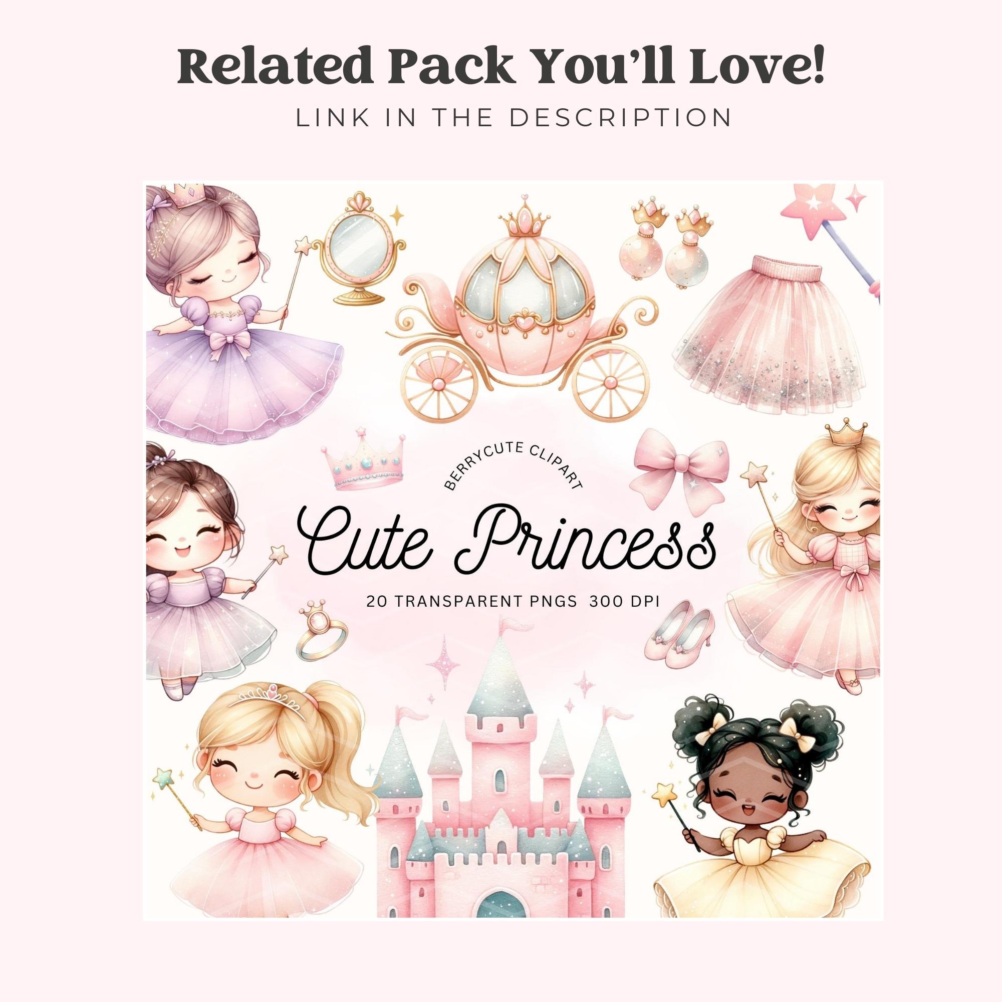 Princess Unicorn Clipart Pack, Pink Princess Clipart, Cute Unicorn ...