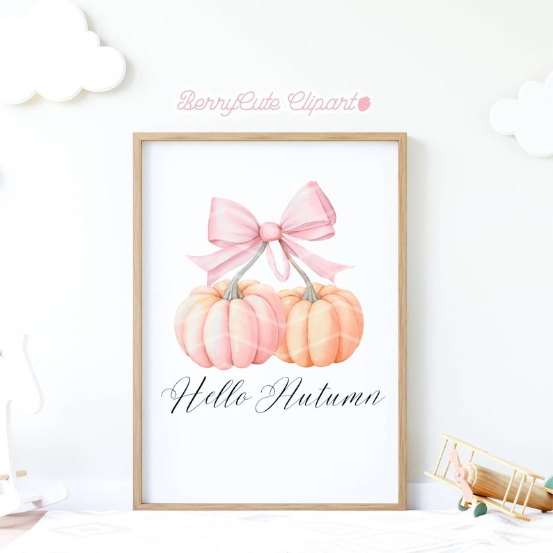 Coquette Pumpkin Clipart, Pink Coquette Bow, Pumpkin Bow Clipart, Fall ...