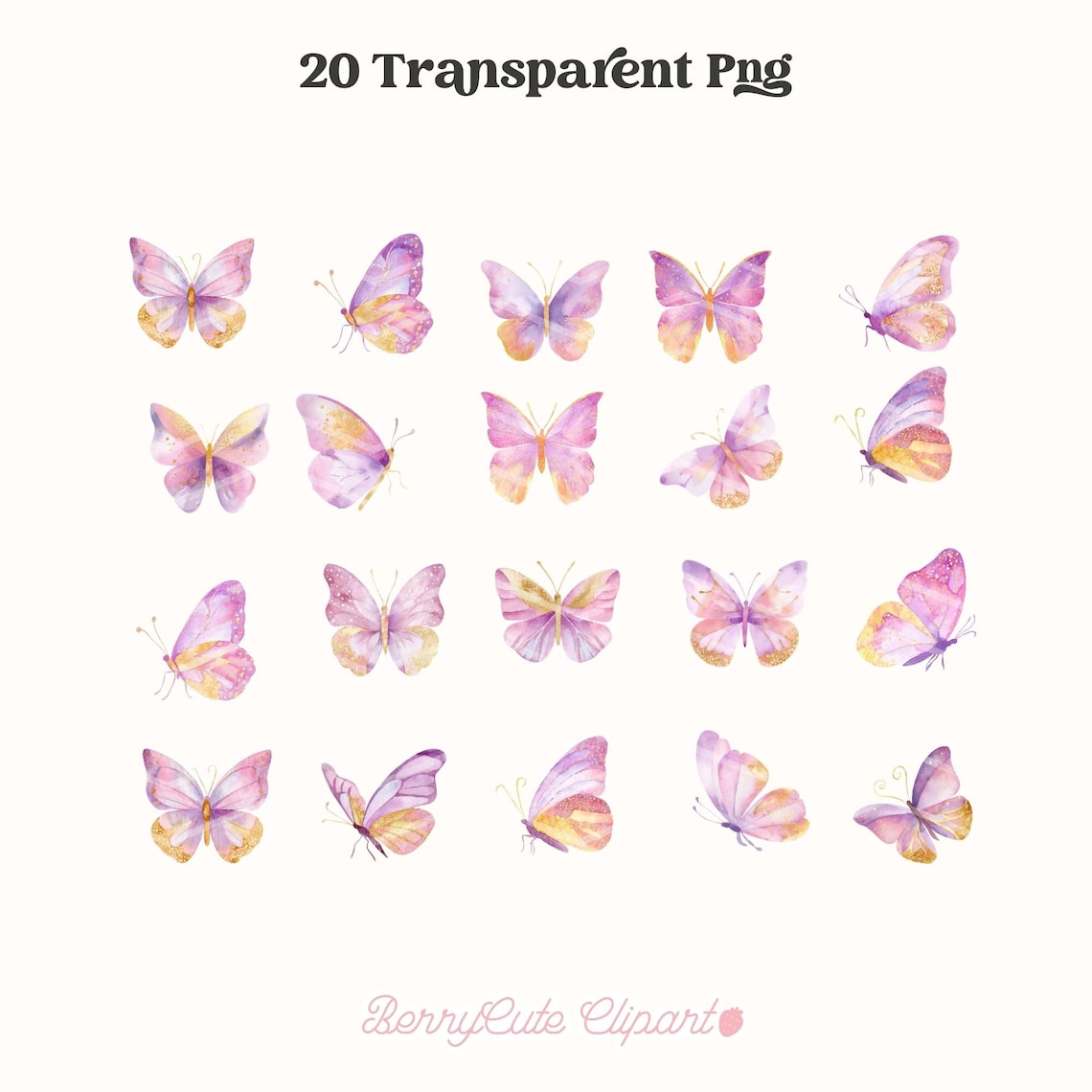 Purple Pink Butterfly Clipart Pack, Purple Butterflies Clip Art ...