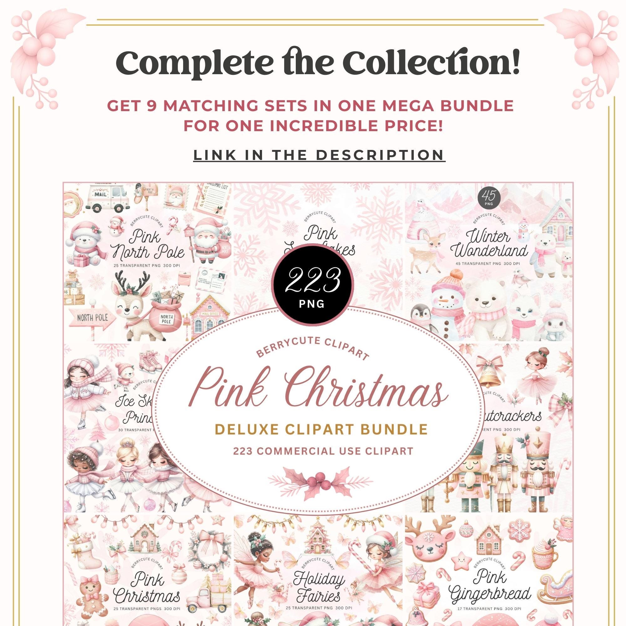 Winter Deer Clipart Pack, Deer Clipart, Pink Deer PNG, Winter ...