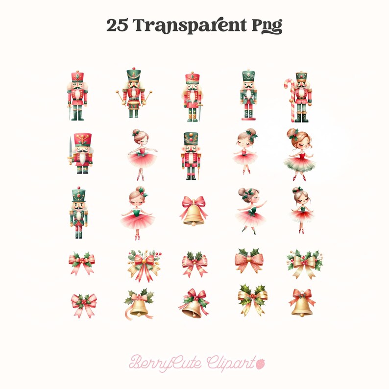 Nutcracker Ballet Clipart Pack, Watercolor Nutcracker Clipart, Cute ...