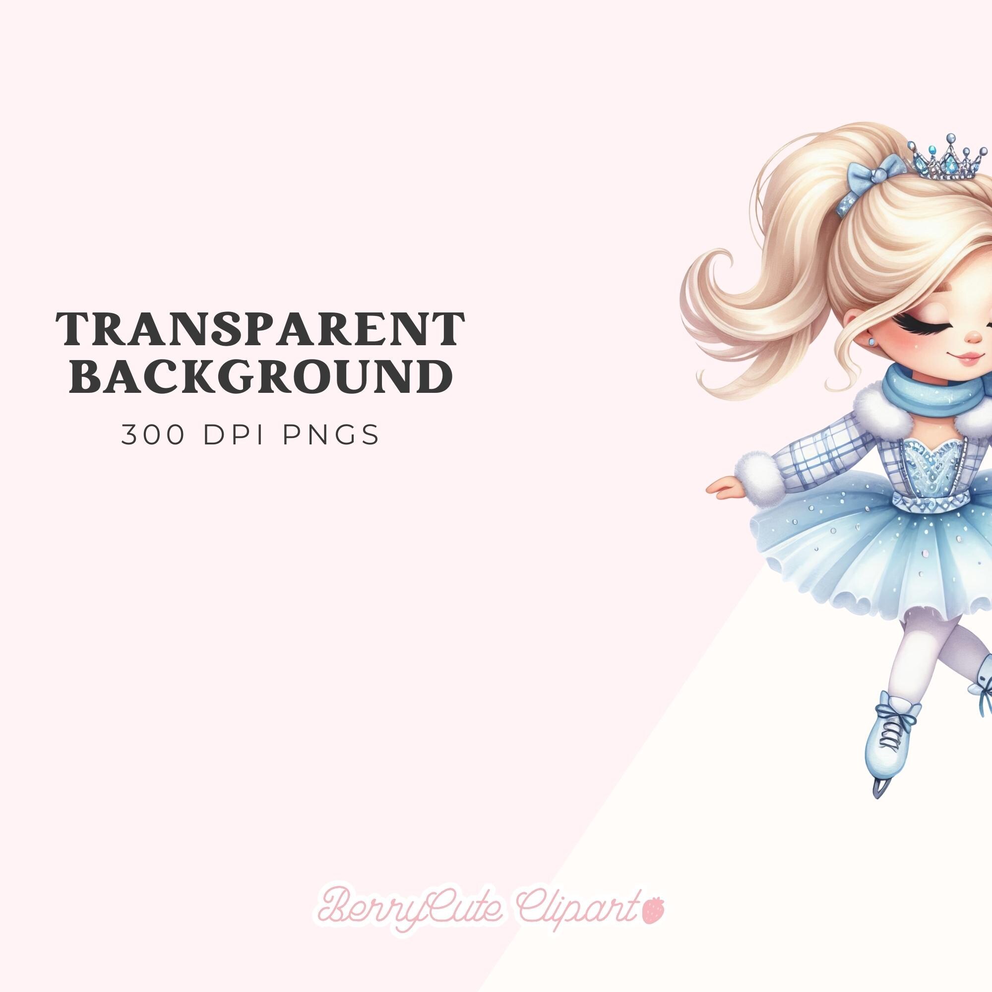 Blue Ice Skating Princess Clipart, Christmas Ballerina Clipart, Winter ...
