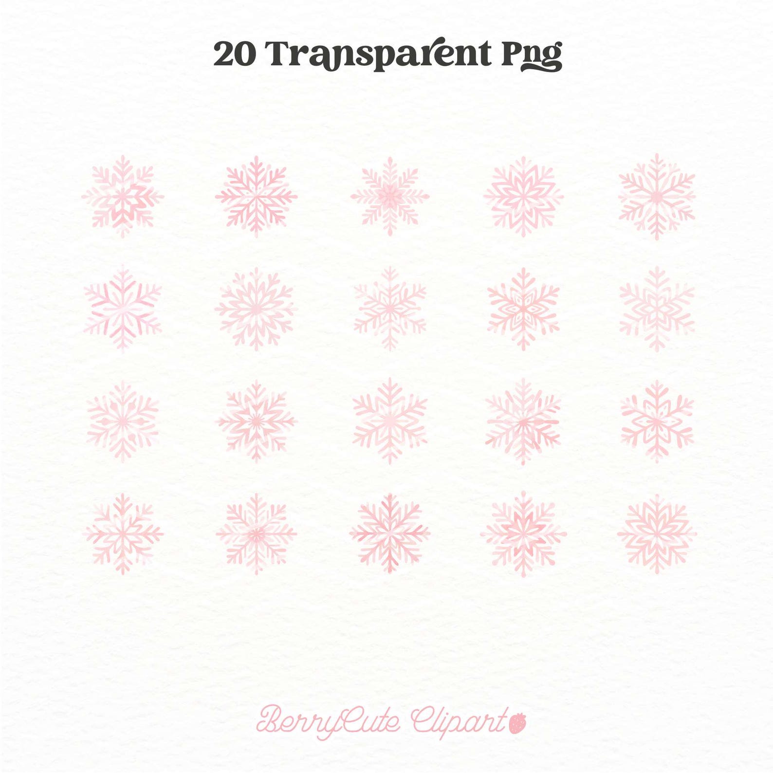 Pink Snowflakes Clipart Pack, Watercolor Winter Snowflake, Christmas ...