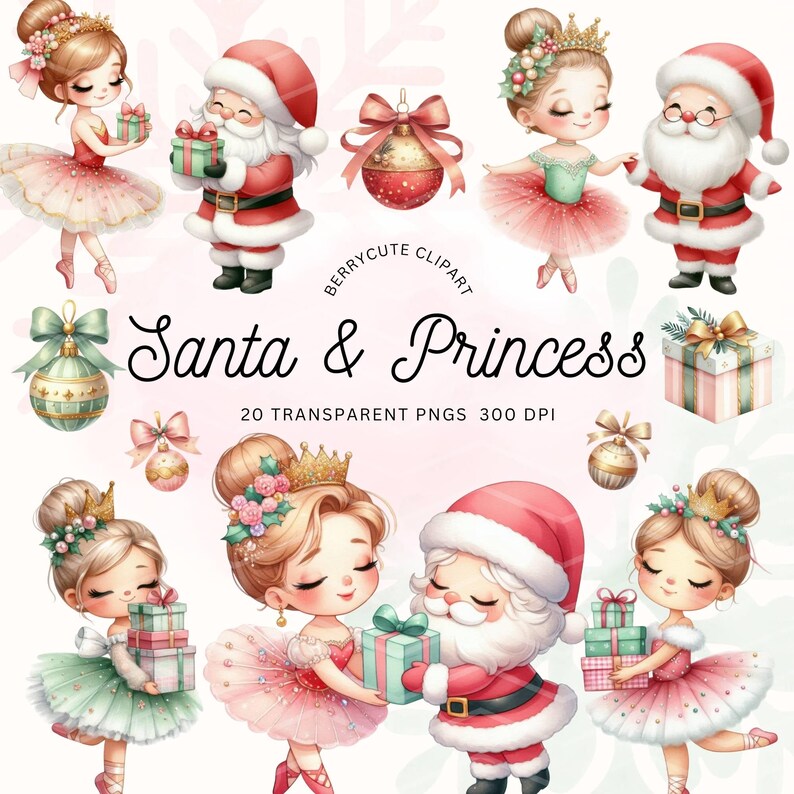 Secret Santa Clipart, Santa & Princess Clipart, Christmas Ballerina ...