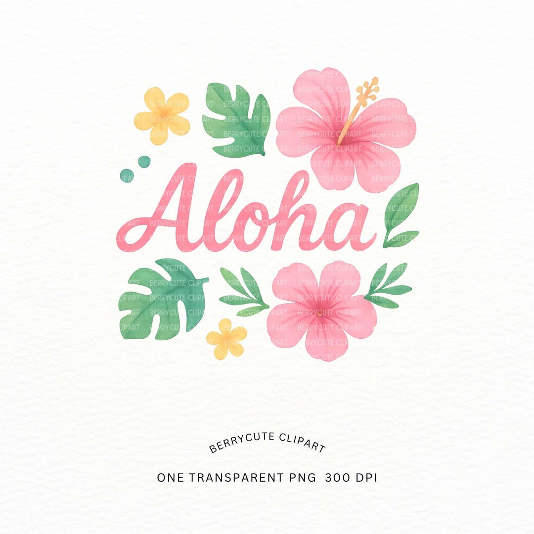 Aloha Clipart, Tropical Clipart, Hawaii Sublimation, Luau Clipart ...