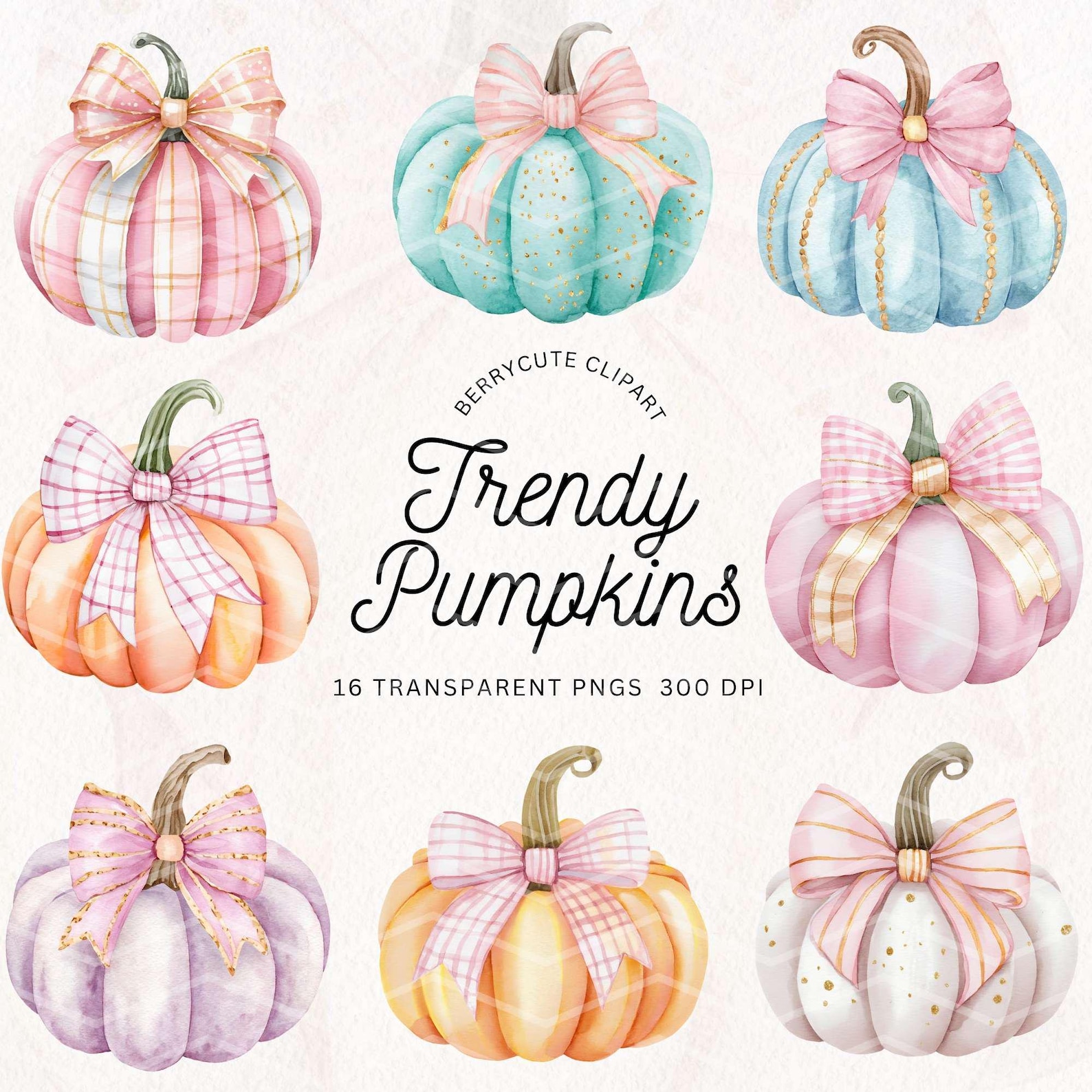 Coquette Pumpkin Clipart Pack, Coquette Bow, Pumpkin Bow Clipart, Cute ...