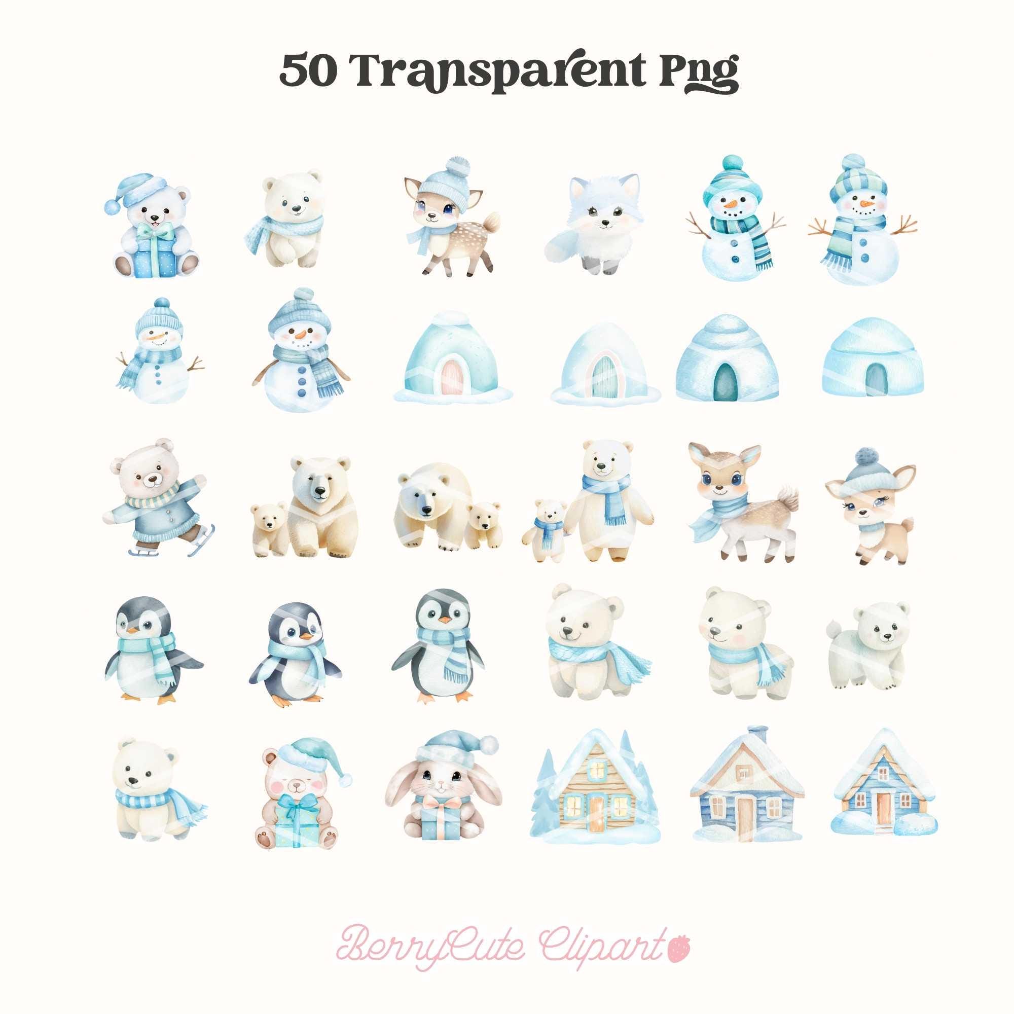 Winter Wonderland Clipart Bundle, Cozy Winter Clipart, Arctic Animal ...