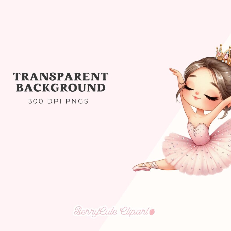 Princess Ballerina Clipart Pack, Pink Princess Clipart, Cute Ballerinas ...