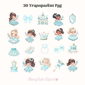 Blue Princess Clipart Pack, Little Princess Clipart, Cute Princess ...