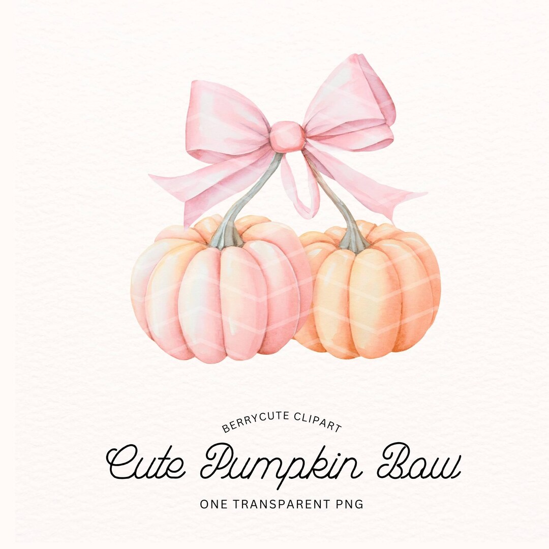 Coquette Pumpkin Clipart, Pink Coquette Bow, Pumpkin Bow Clipart, Fall ...