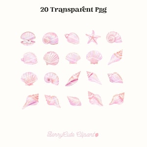 Purple Watercolor Seashell Clipart Pack, Iridescent Mermaid Shells Png ...