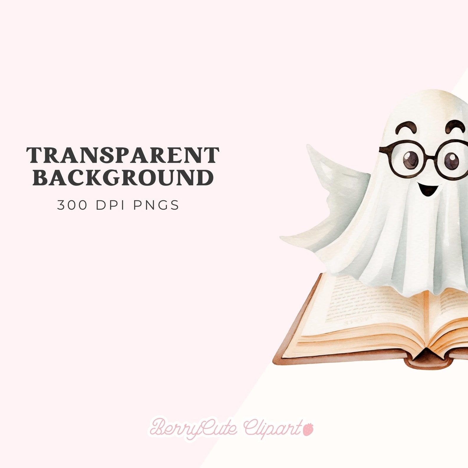 Reading Ghost Clipart Pack, Ghost Reading Books PNG, Bookish Ghost ...