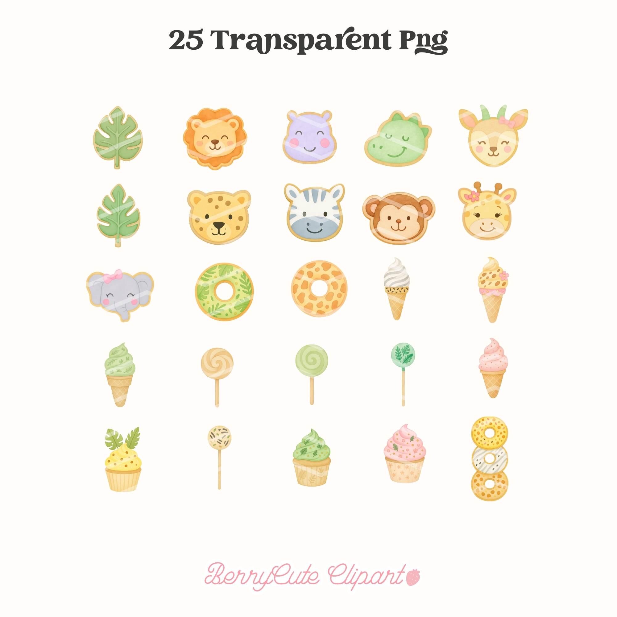 Safari Party Clipart, Animal Cookie Clipart, Safari Animals Clipart ...