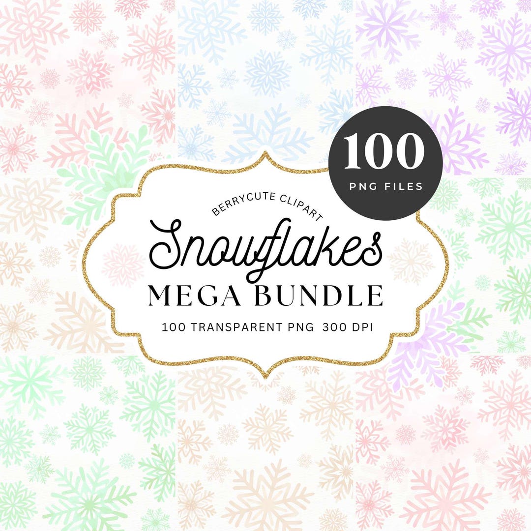 100 Watercolor Snowflake Clipart Mega Bundle, Pastel Snowflake Clipart ...