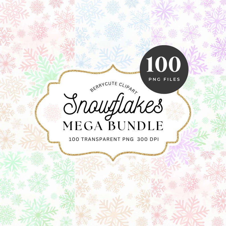 100 Watercolor Snowflake Clipart Mega Bundle, Pastel Snowflake Clipart ...